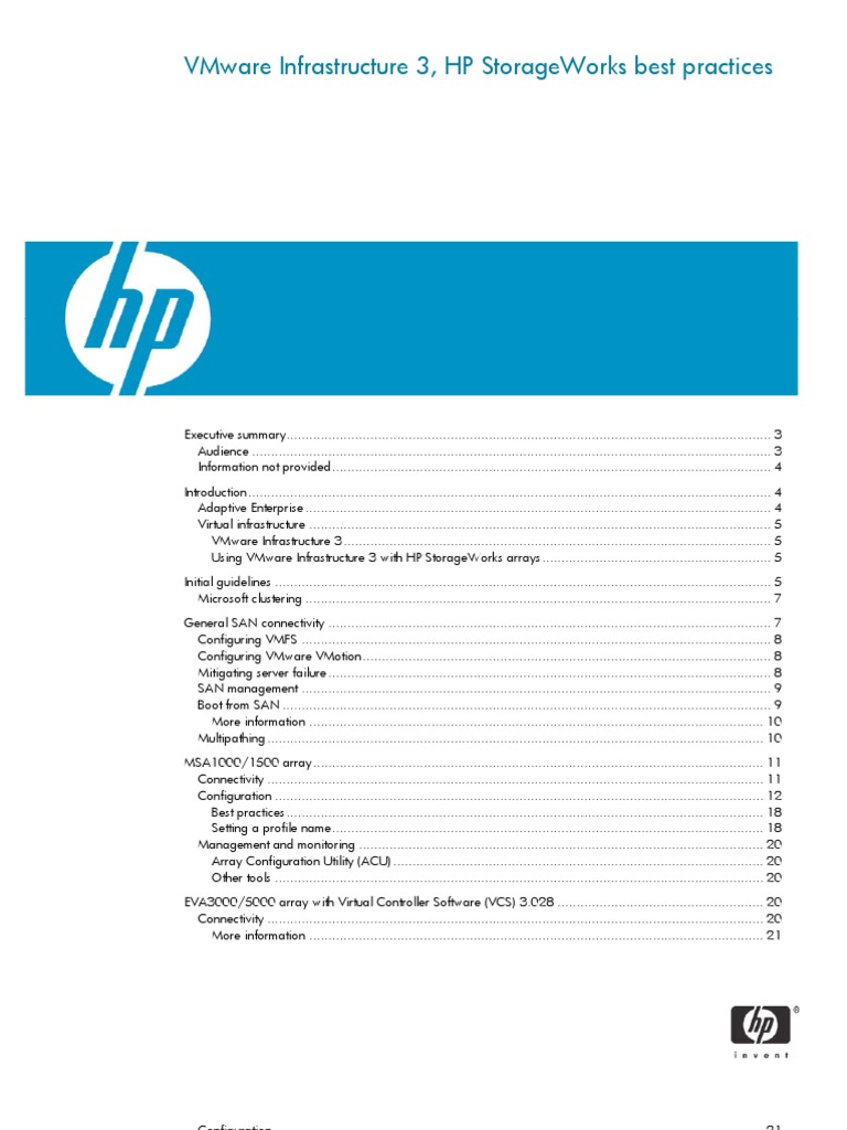 VMware Infrastructure 3 & HP StorageWorks Best Practices | PDF | V ...