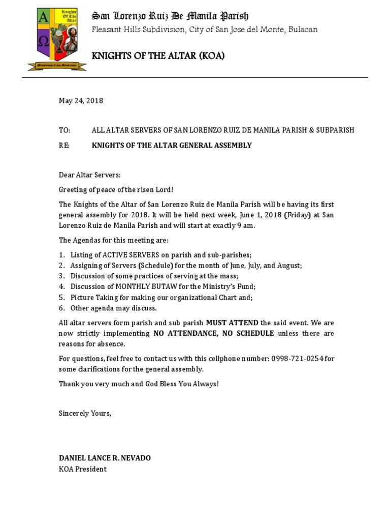 Letter For General Assembly | PDF