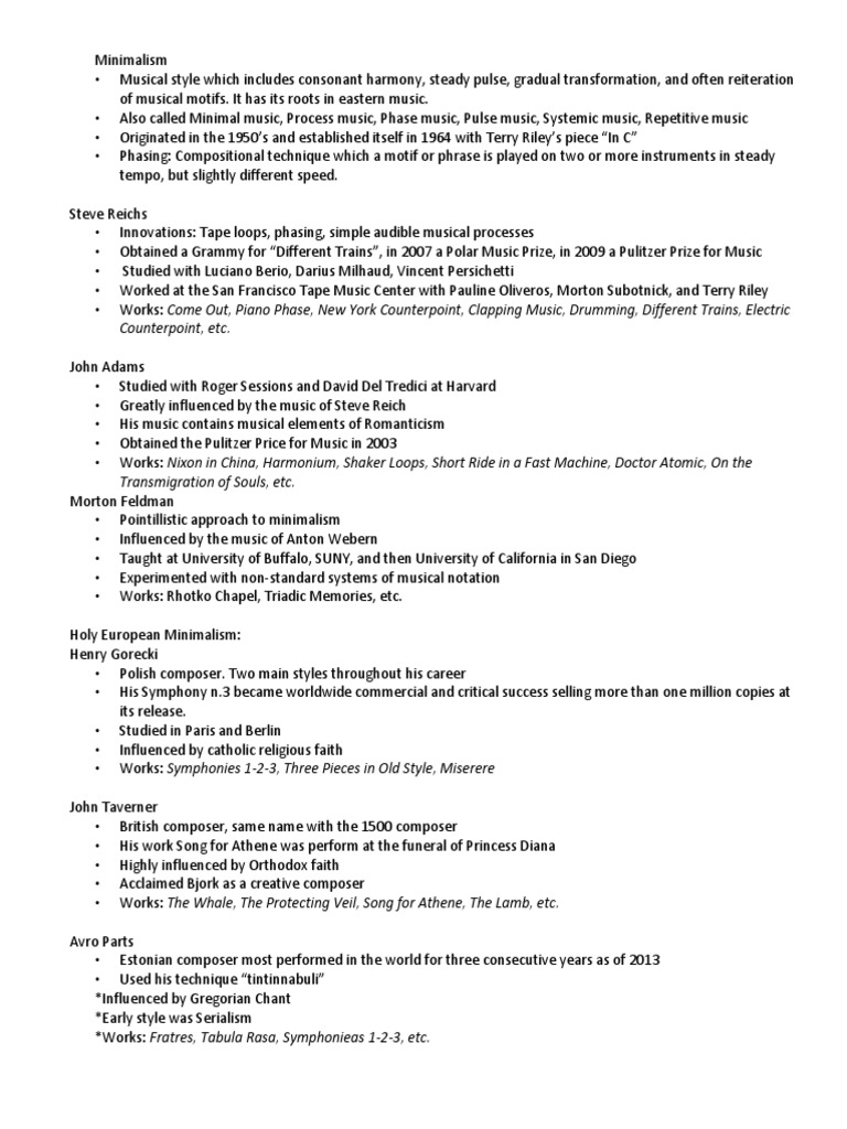 Minimalism | PDF | Classical Music | Musical Compositions