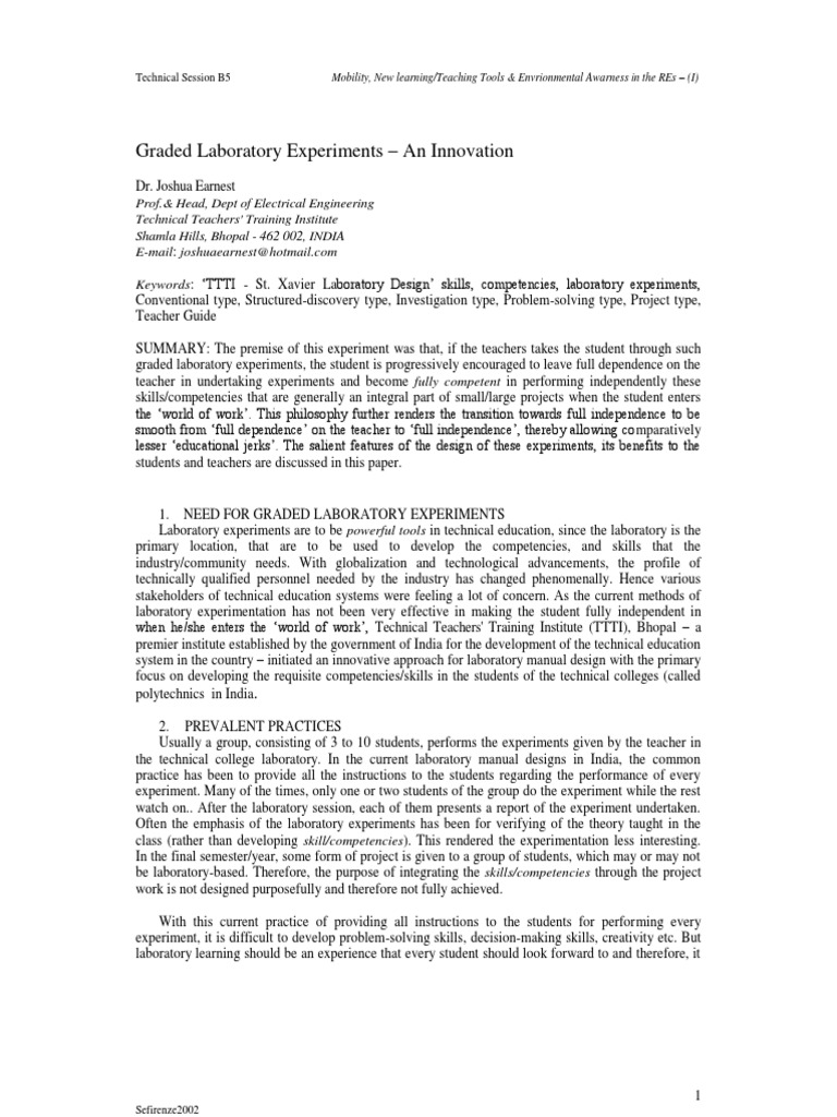 Graded Engineering Laboratory Experiment PDF | PDF | Experiment | Teachers