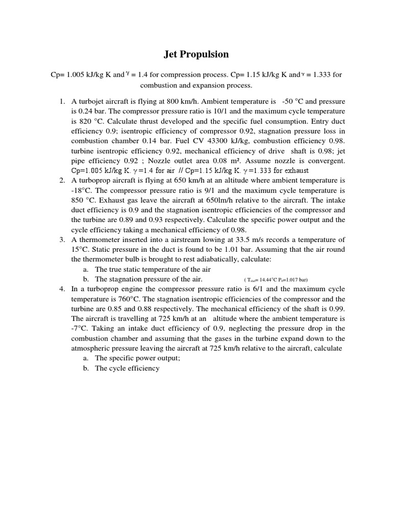 Jet Propulsion Questions | PDF | Jet Engine | Vehicle Technology