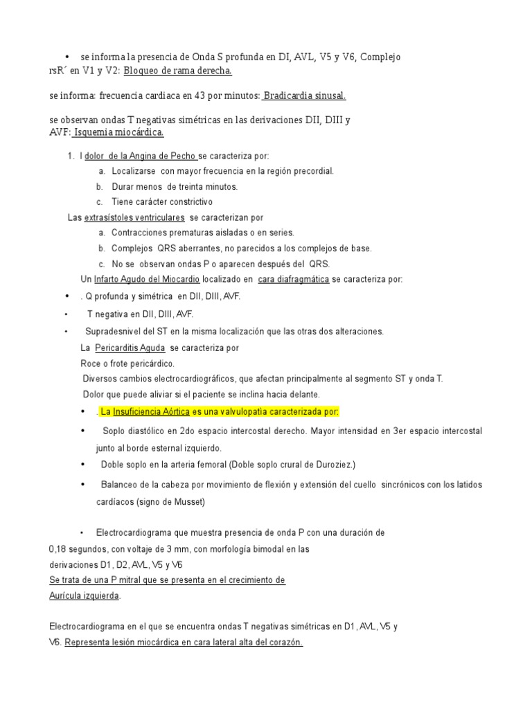 Modelo de Examen Clinica 1 | PDF | Electrocardiografia | Corazón