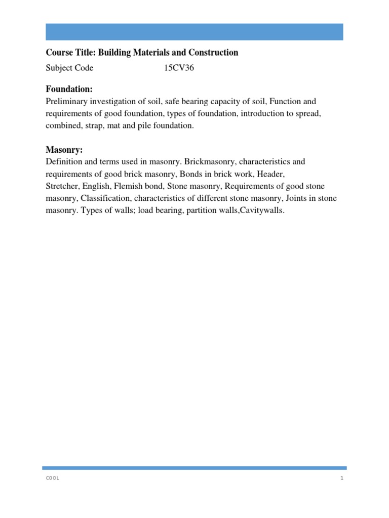 Notes Foundation and Masonry | PDF | Deep Foundation | Masonry
