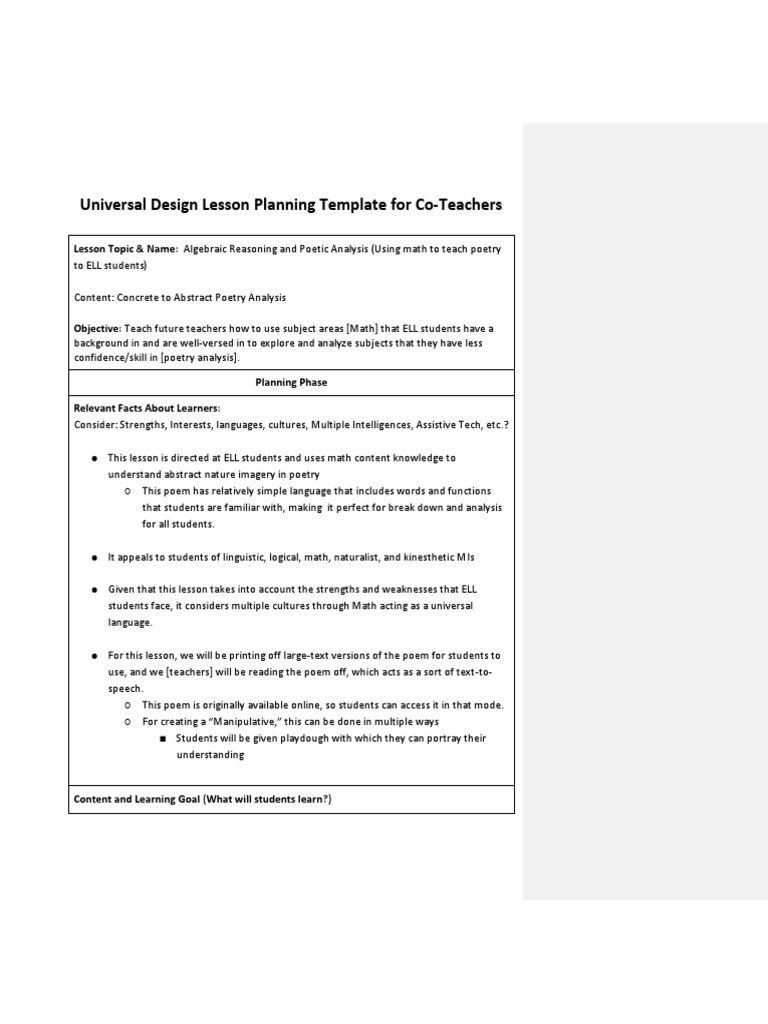 Sarah and Aurora - Universal Design Lesson Planning Template For Co ...