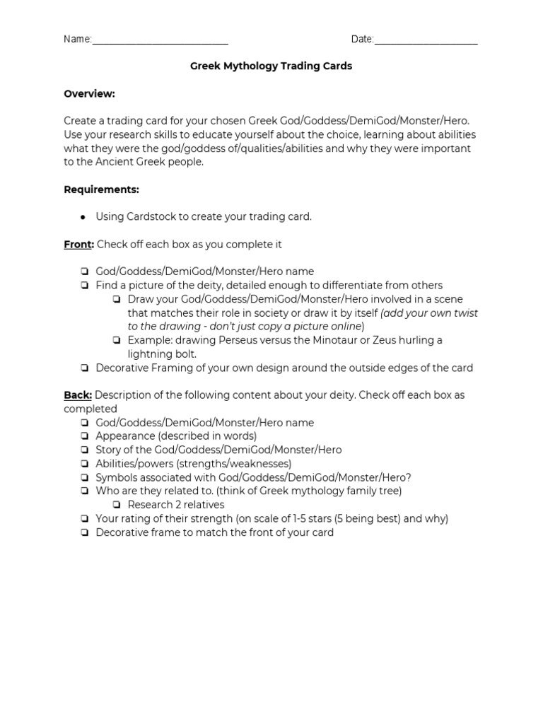 Greek Mythology Trading Card | PDF | Deities | Goddess