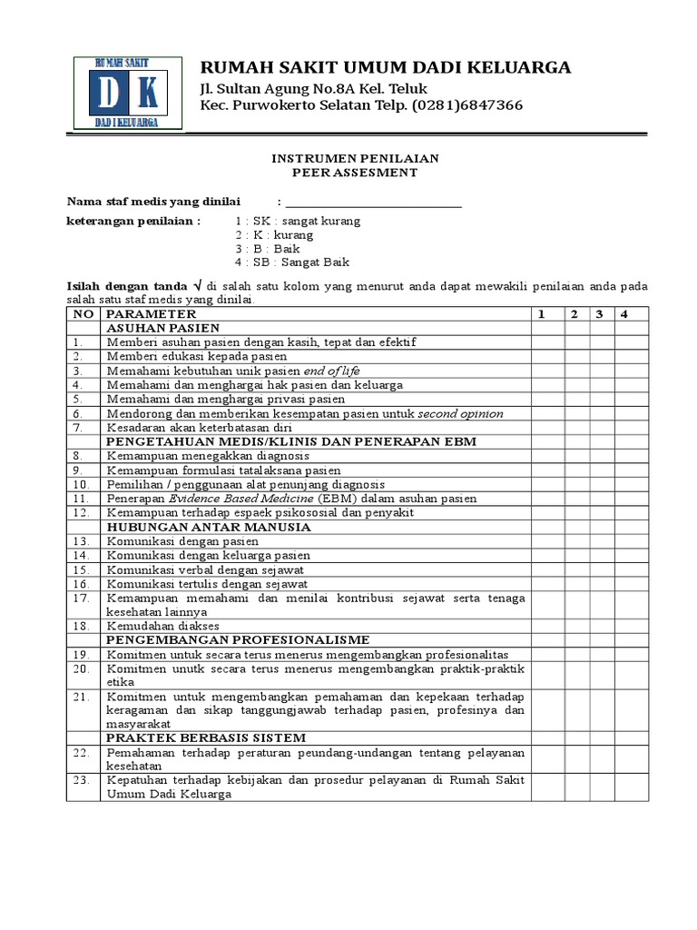 Instrumen Penilaian Peer Assesment | PDF
