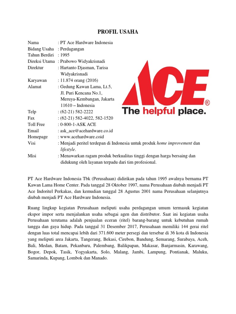Profil PT Ace Hardware Indonesia | PDF