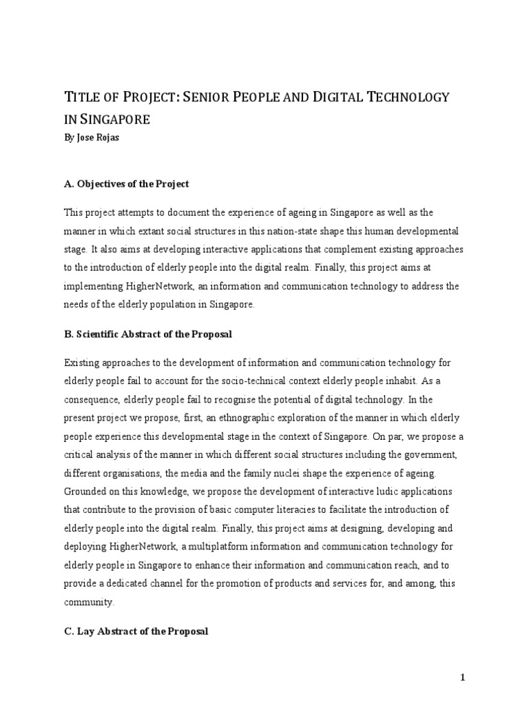 Research Proposal Senior People and Digital Technology in Singapore ...