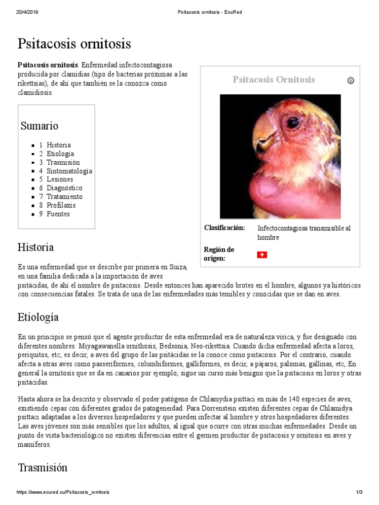 Psitacosis y Ornitosis | PDF | Aves | Epidemiología