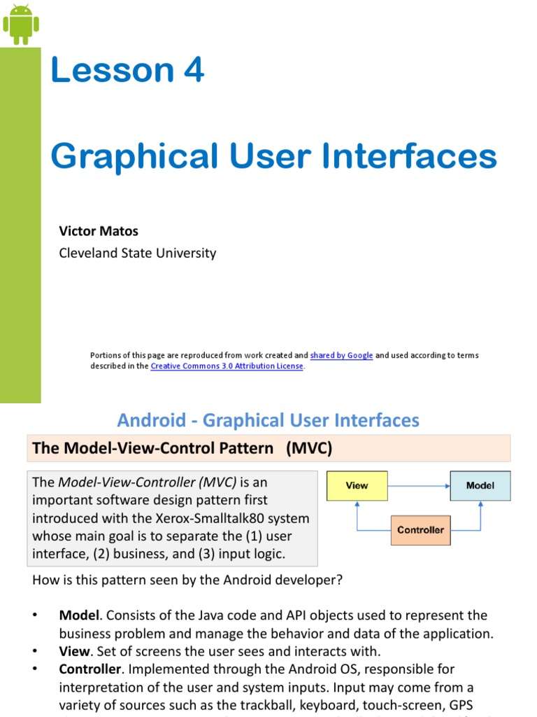 Android Chapter04 User Interfaces PDF | PDF | Model–View–Controller | Widget (Gui)