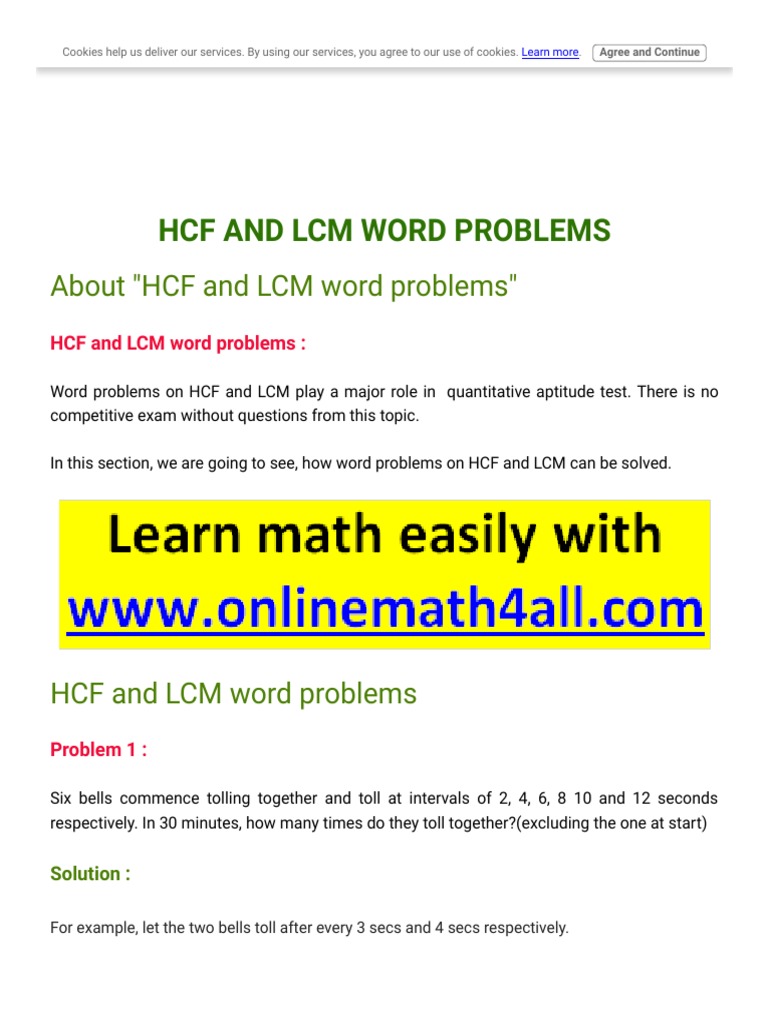 HCF and LCM Word Problems | PDF | Trigonometric Functions | Triangle