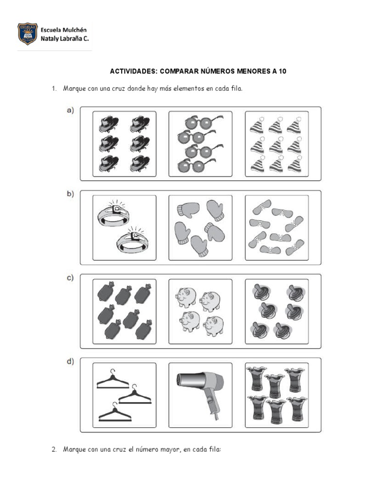 Actividades para Comparar Números Menores a 10 | PDF