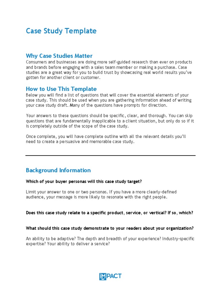 Case Study Template | PDF | Case Study | Brand