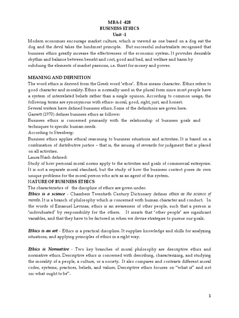 Business Ethics Mba Notes | PDF | Business Ethics | Morality