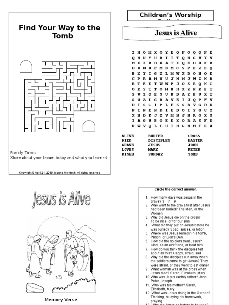 Easter Bulletin For Children | PDF | Jesus | Religious Behaviour And ...