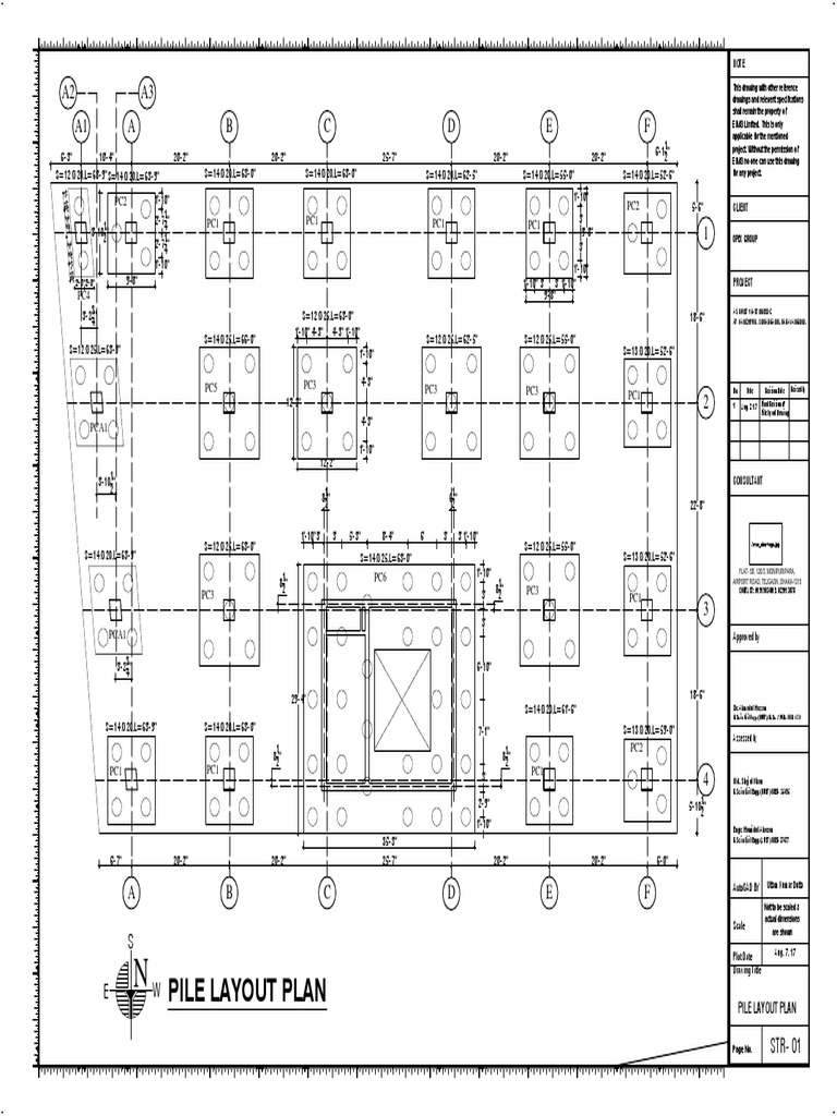 Pile Layout Plan: A B C D E F A1 A2 A3 | PDF