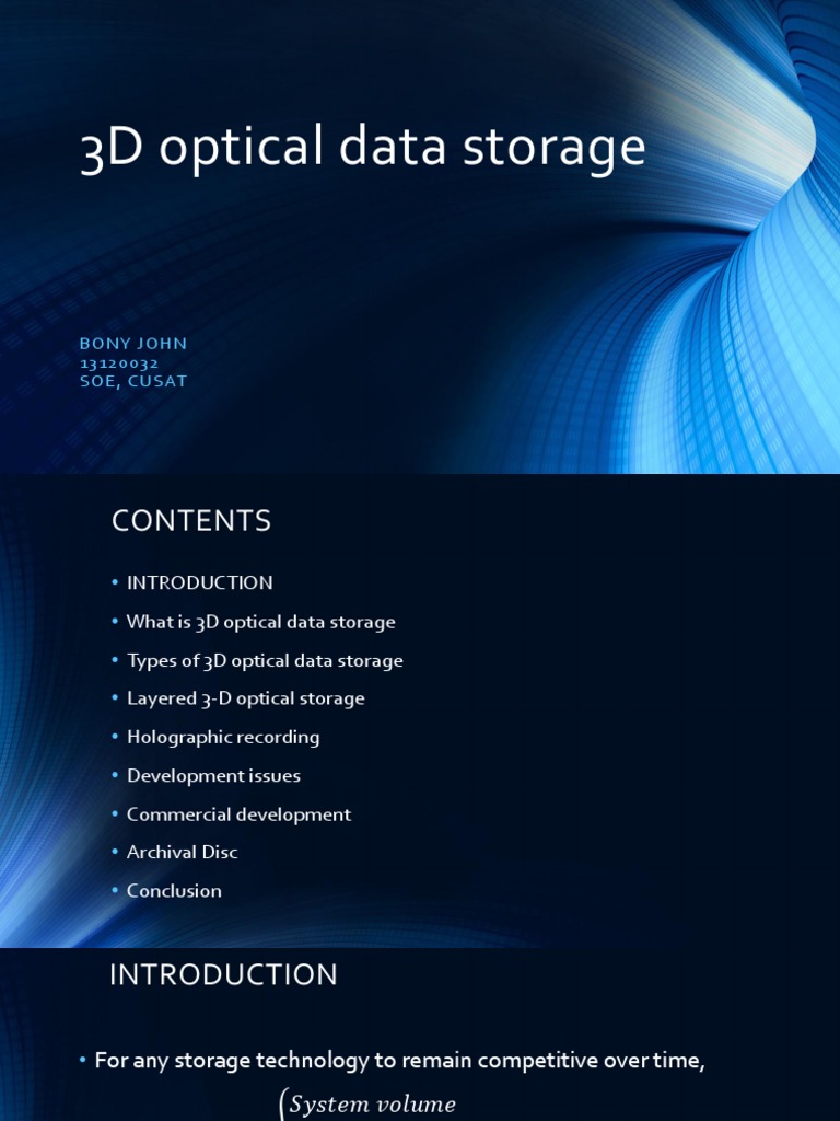 3D Optical Data Storage PDF | PDF | Holography | Electrodynamics