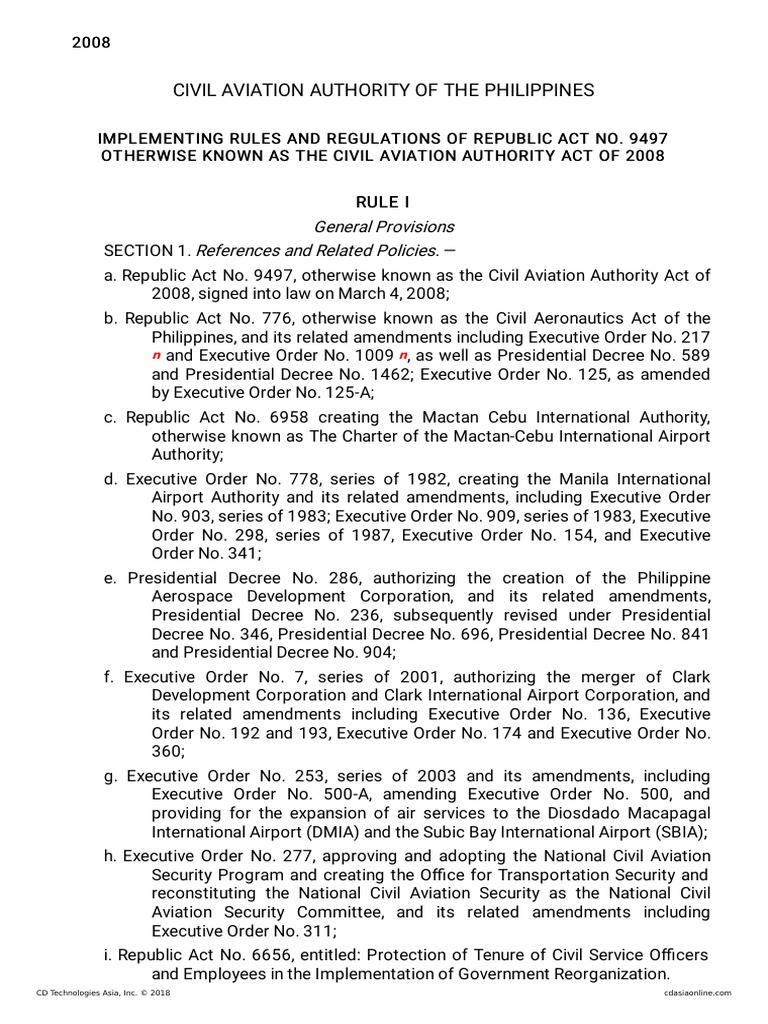 Civil Aviation Authority of The Philippines: General Provisions ...