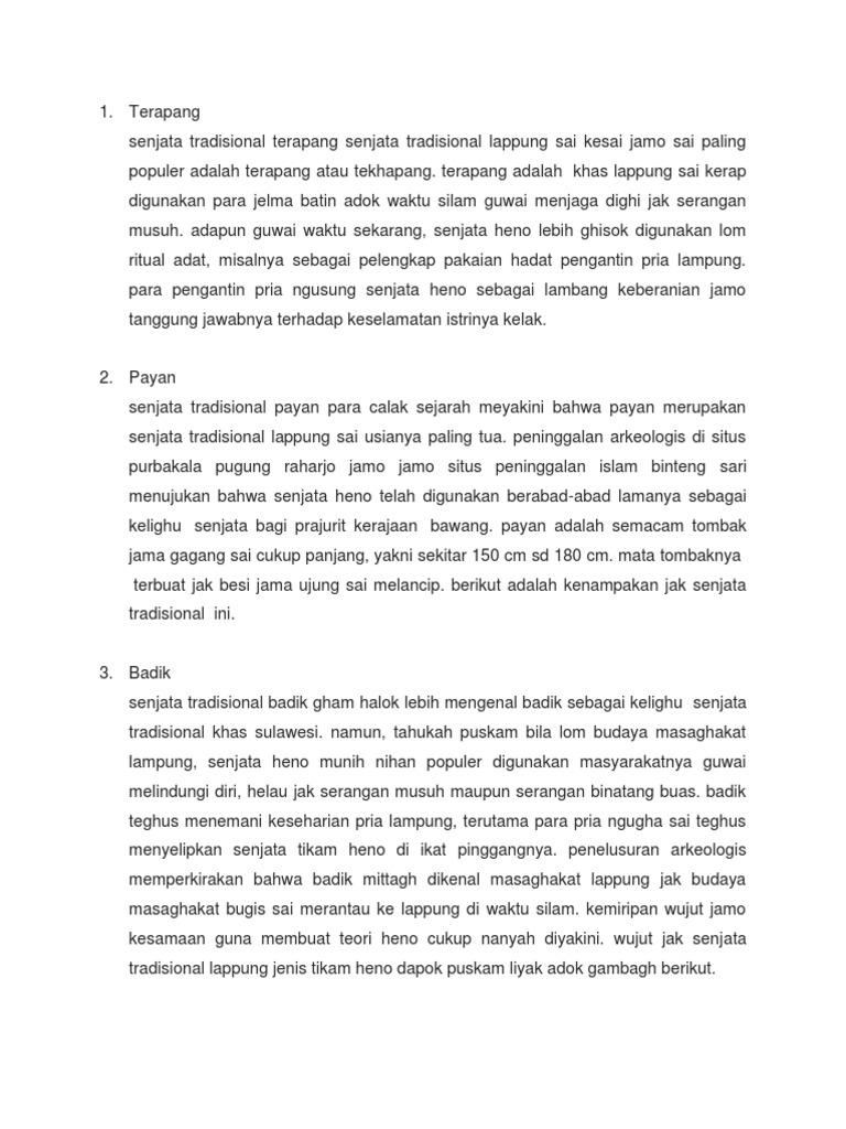 TERAPANG: THE TRADITIONAL WEAPON OF THE LAMPUNG PEOPLE | PDF