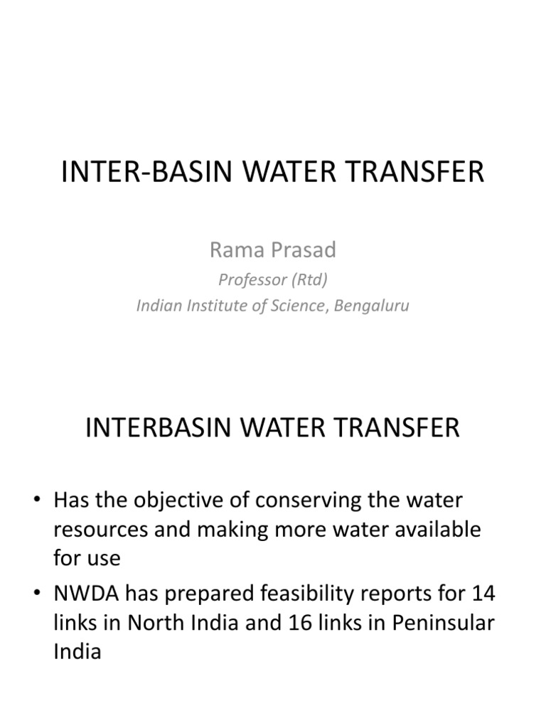 Analysis of Inter-Basin Water Transfer Projects in India with a Case ...