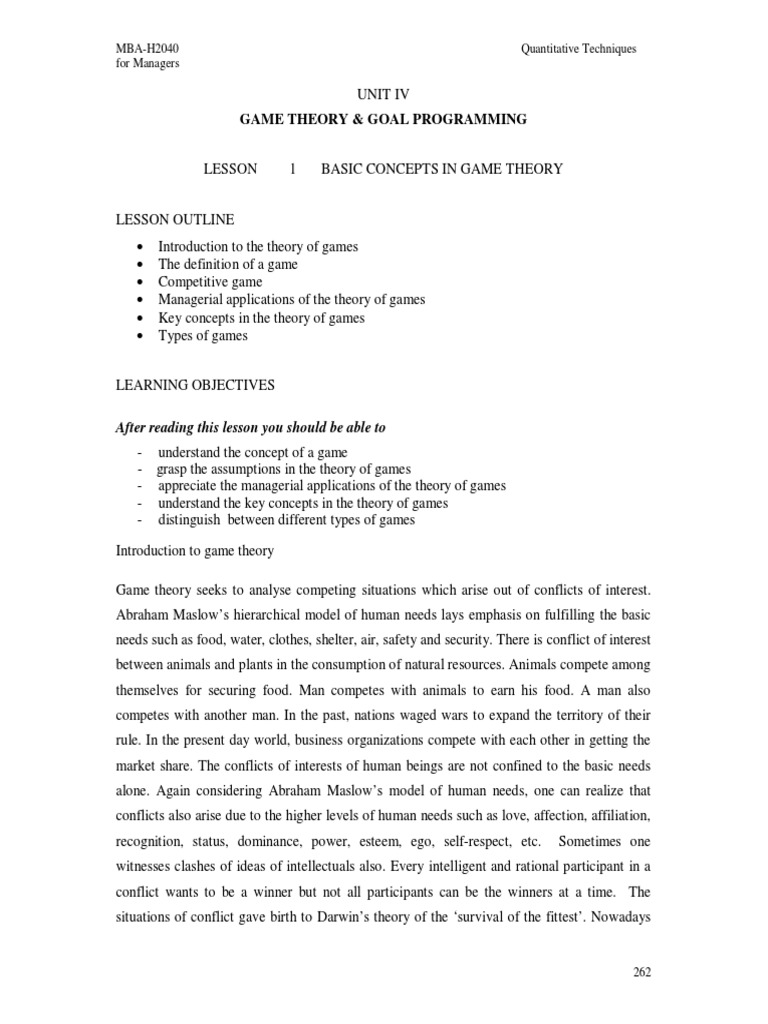 Game Theory Concepts | PDF | Maxima And Minima | Game Theory