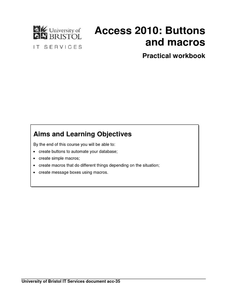 MS Access Button | PDF | Microsoft Access | Computing