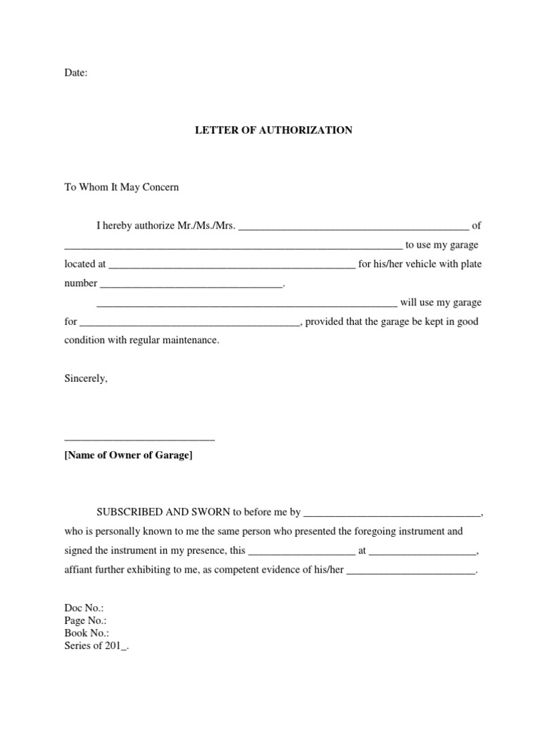 Letter of Authorization - Template | PDF
