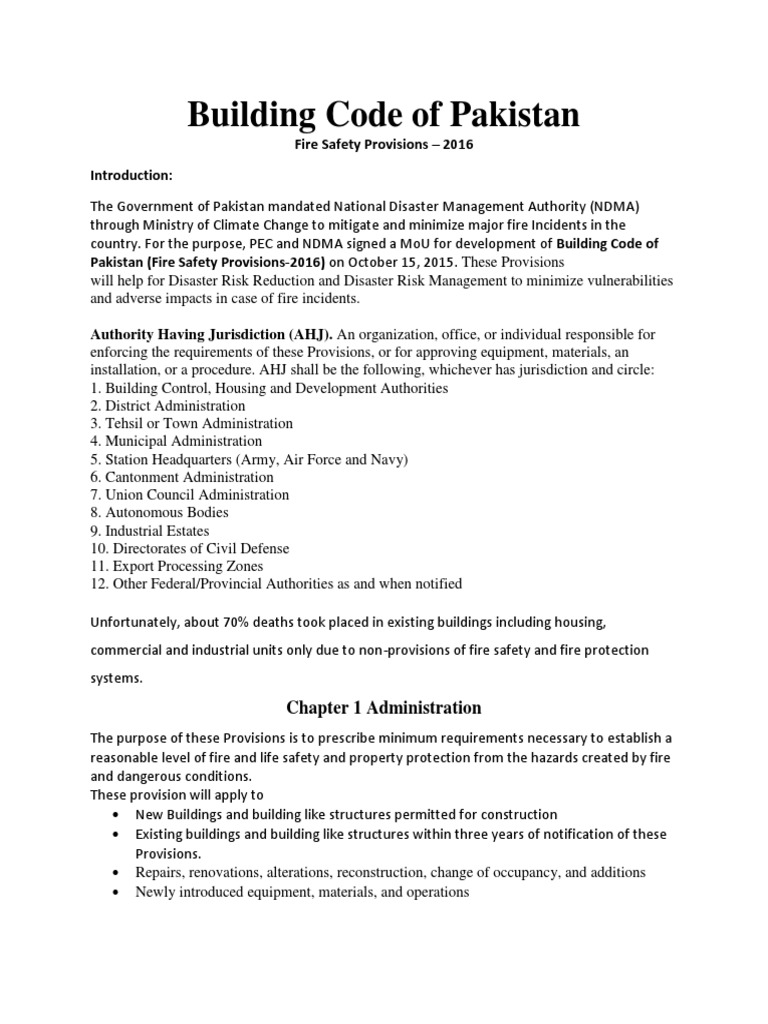 Building Code of Pakistan (Fire Safety) | PDF | Fire Safety ...