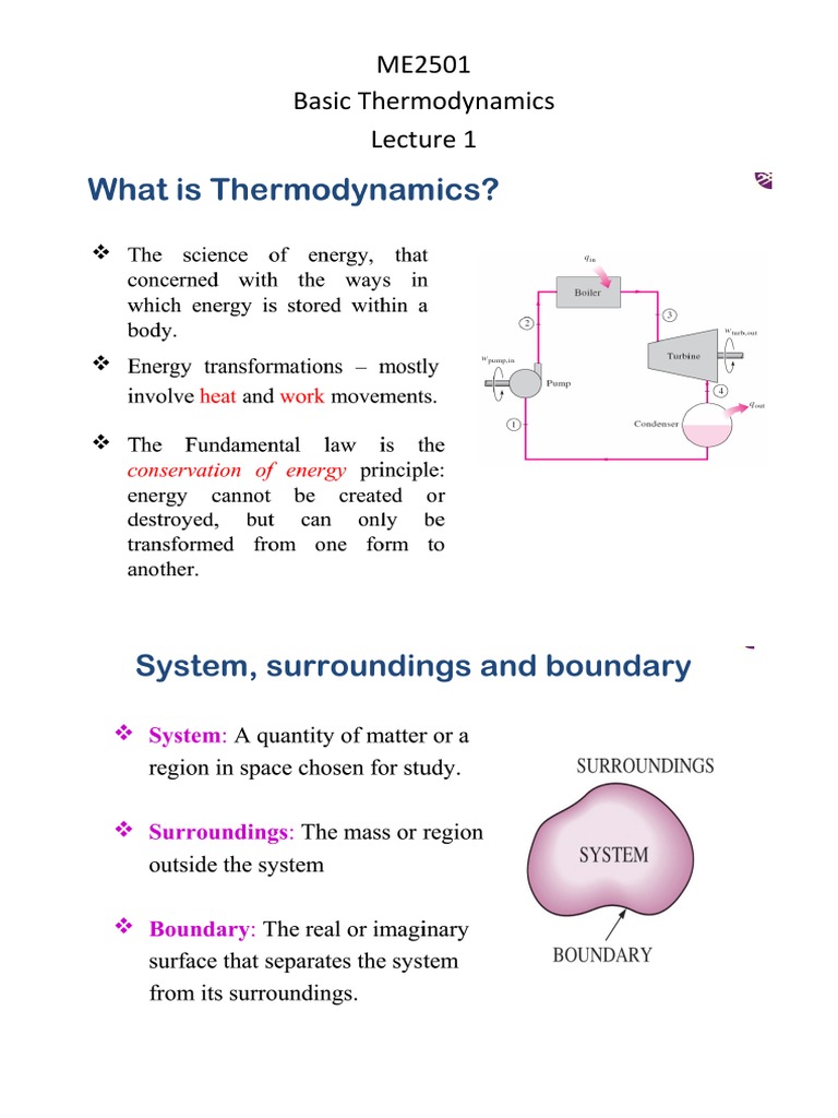 Basic Thermodynamics Lecture 1 Overview | PDF
