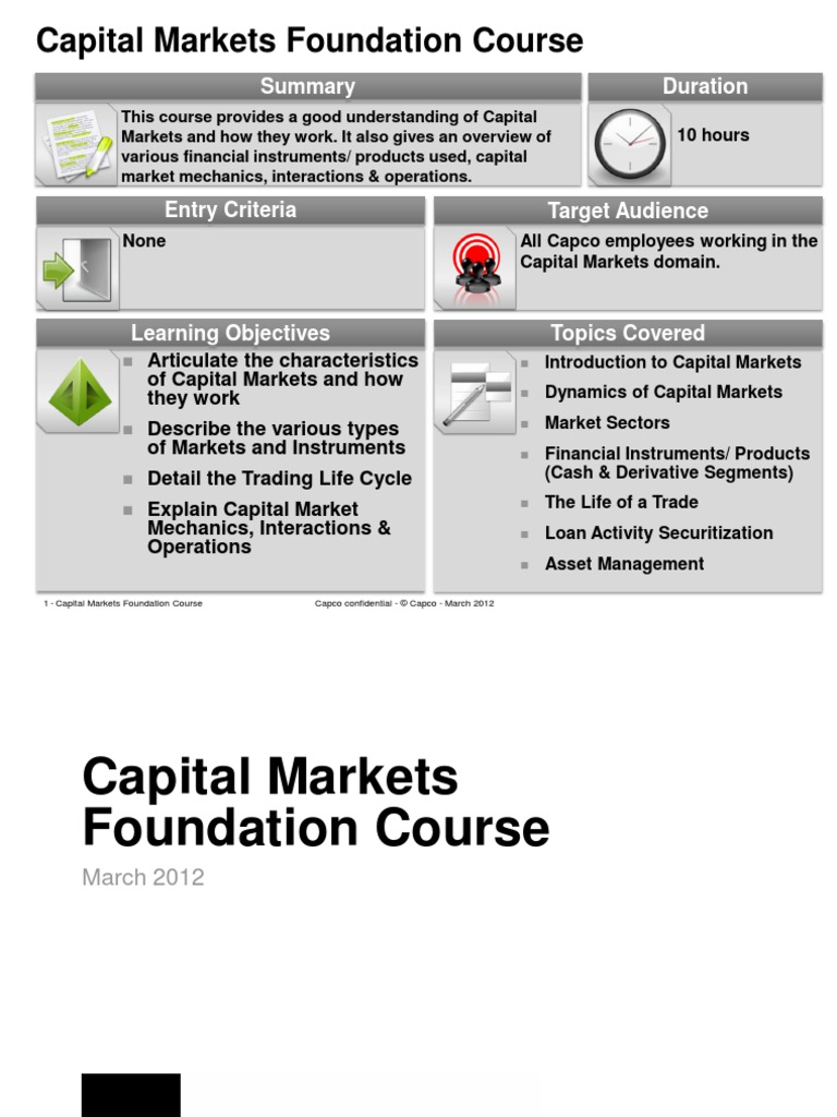 Capital Markets Foundation Course | PDF | Bonds (Finance) | Financial ...