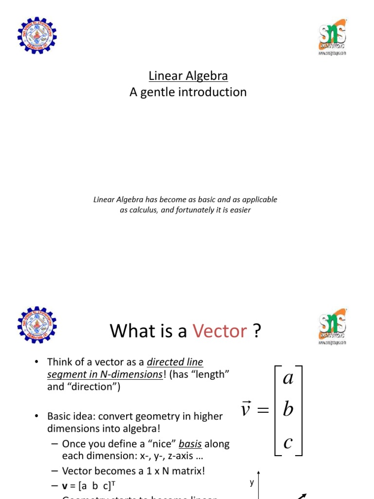 Gentle Intro to Linear Algebra | PDF | Basis (Linear Algebra) | Linear ...