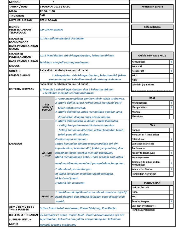 RPH Perniagaan t5 | PDF