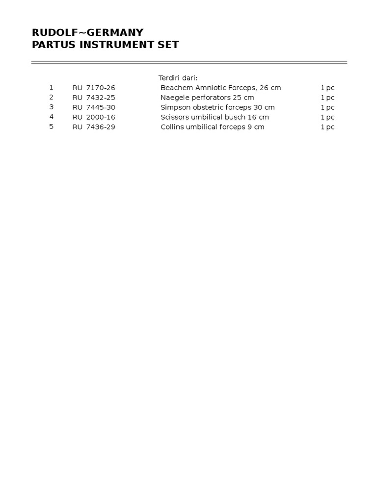 Partus Instrument Set | PDF