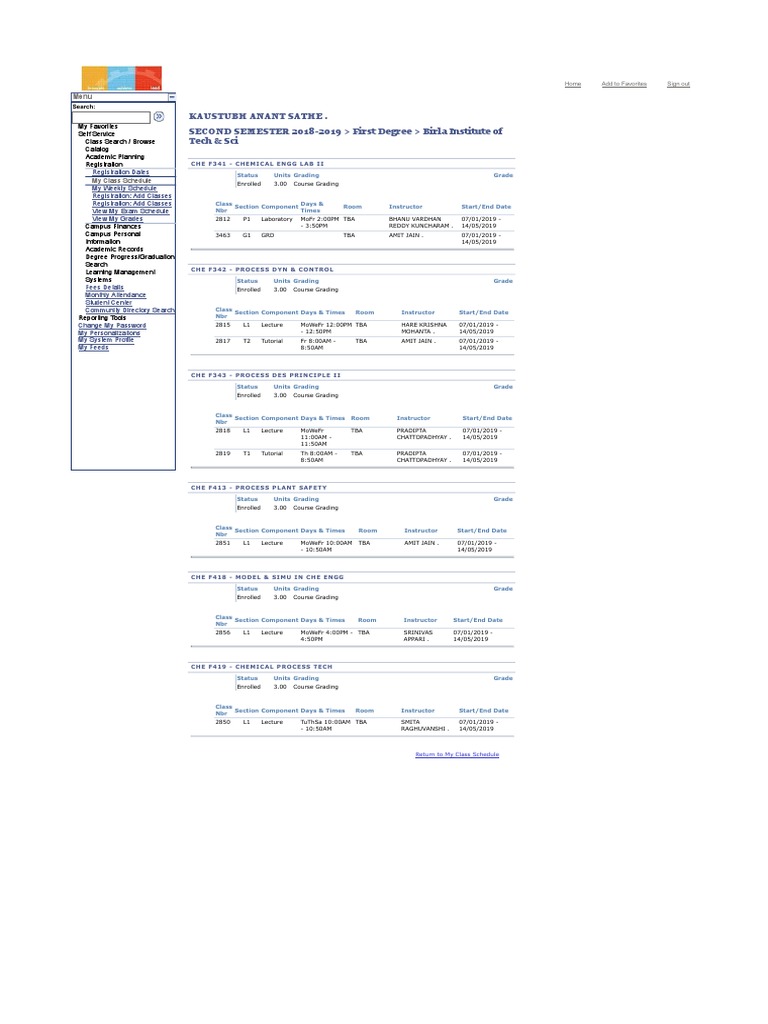 Kaustubh Anant Sathe - SECOND SEMESTER 2018-2019 First Degree Birla ...