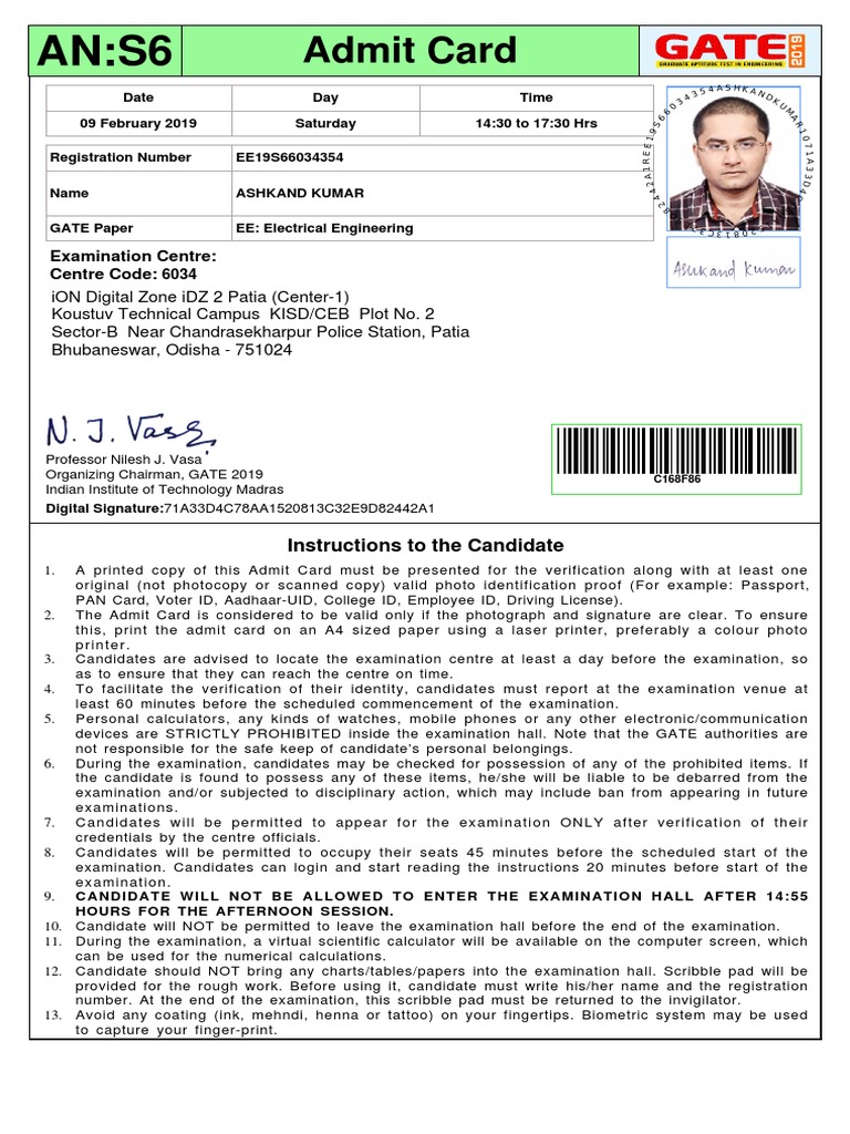 Admit Card: Examination Centre: Centre Code | PDF | Identity Document | Access Control