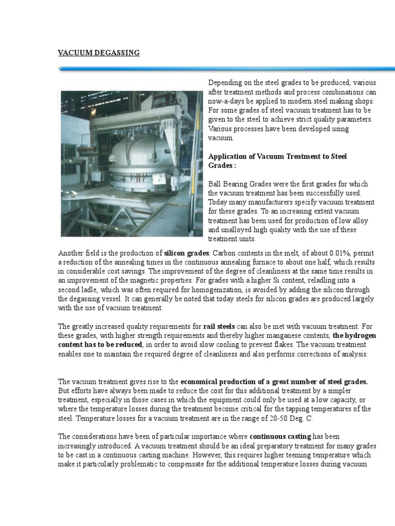 Vacuum Degassing Processes for Improving Steel Quality Through Hydrogen ...