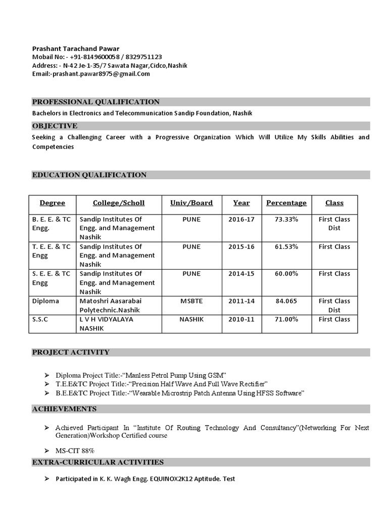 Prashant Word Resume New | PDF | Computing And Information Technology