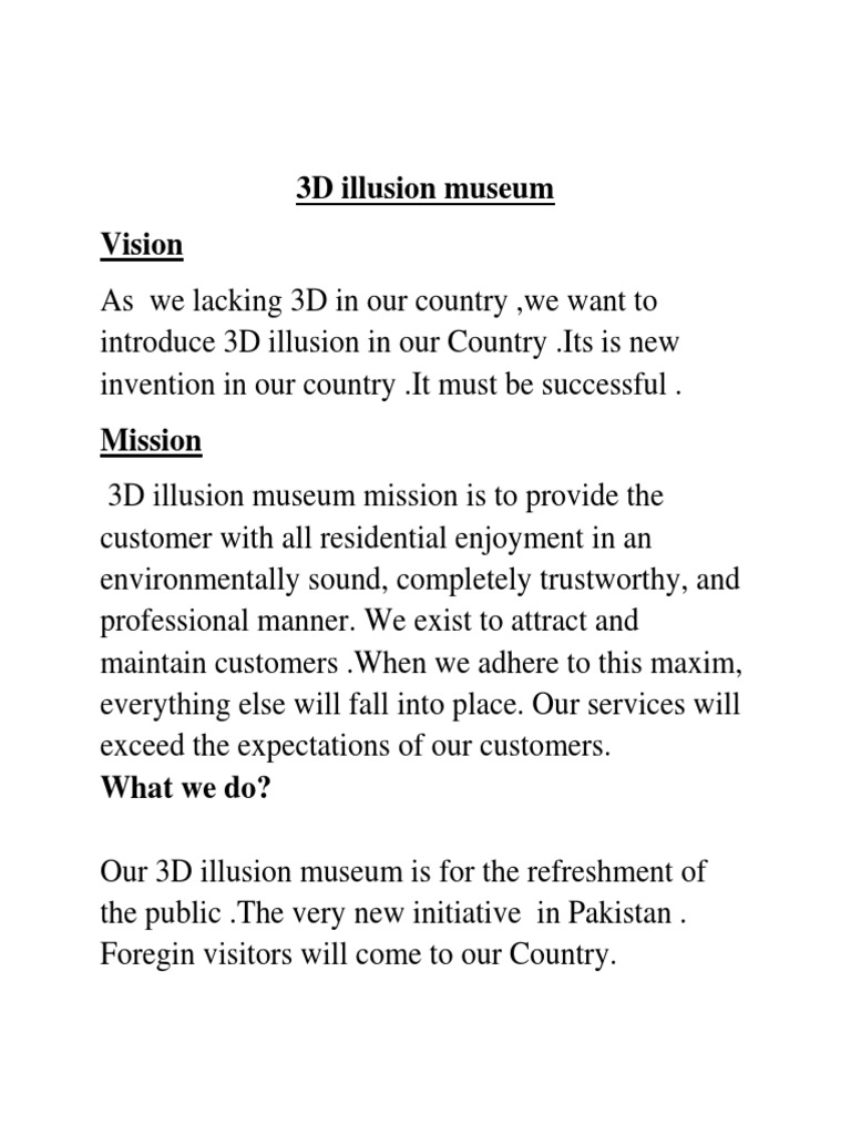 3D Illusion Museum Vision | PDF | Museum | Business