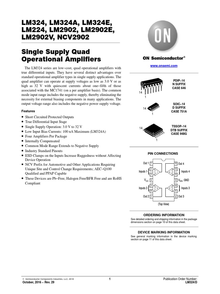 LM 324 and LM 741 Datasheet | PDF | Amplifier | Operational Amplifier