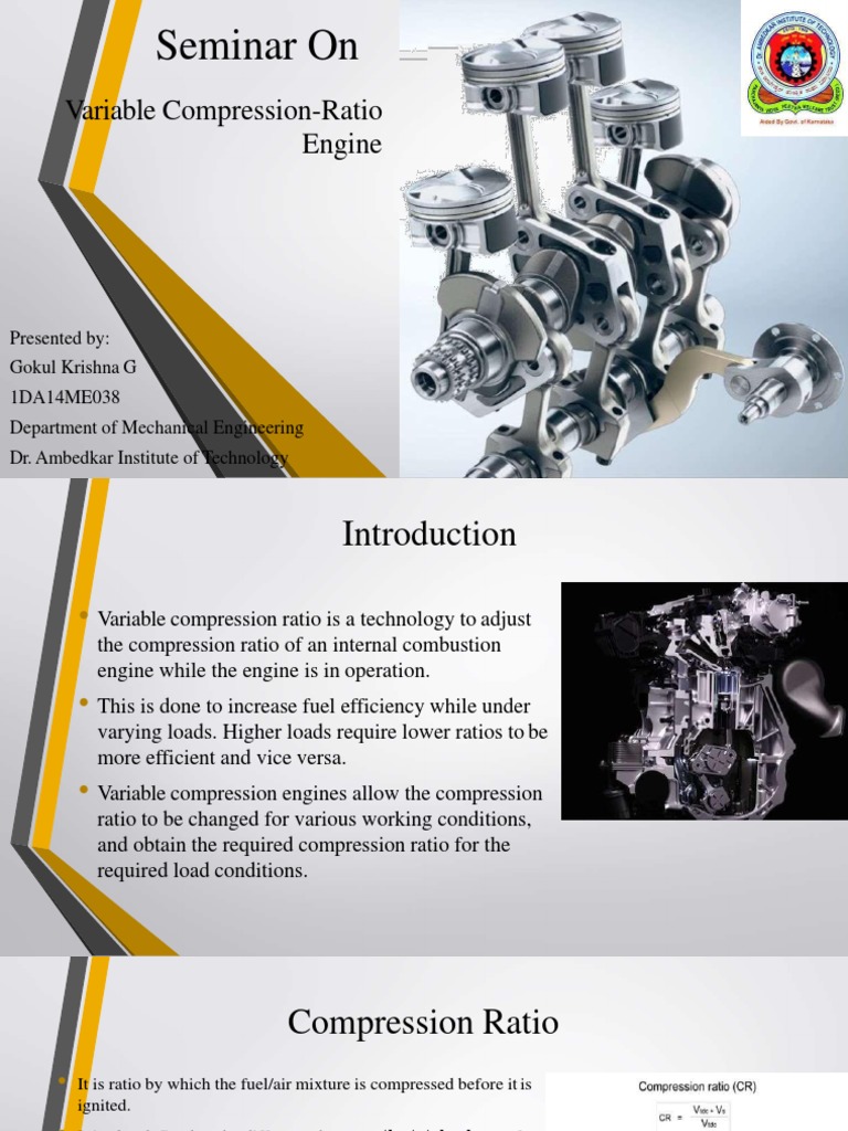 Seminar On: Variable Compression-Ratio Engine | PDF | Internal Combustion Engine | Engines