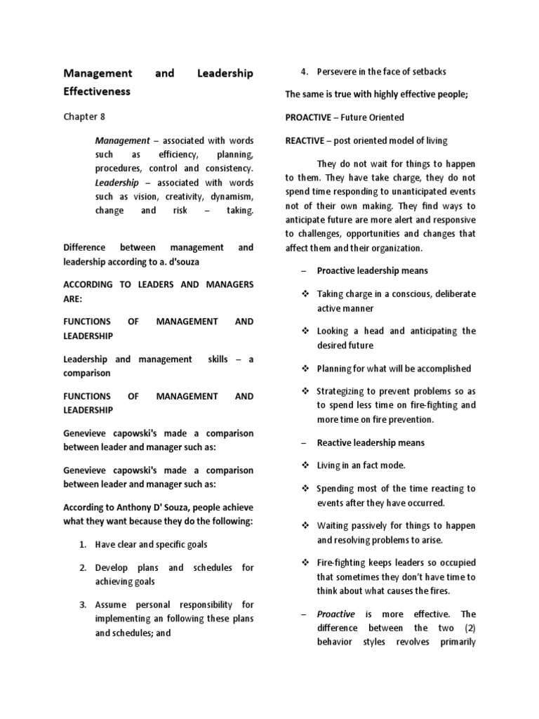 Management and Leadership Effectiveness | PDF | Goal | Leadership