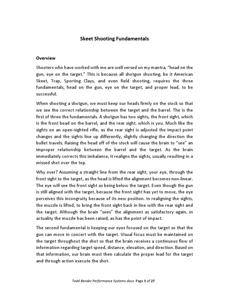 Todd Bender Performance Systems | PDF | Shotgun | Projectiles