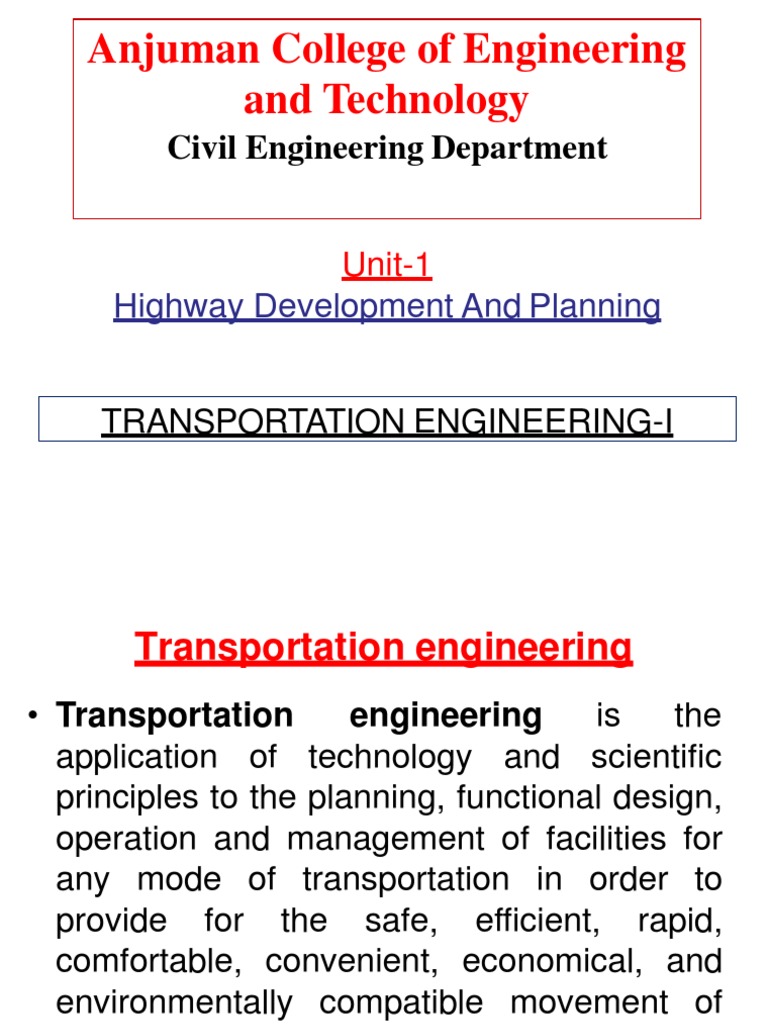 01-Transportation Engg - Prof. Aamir | PDF | Mode Of Transport | Road