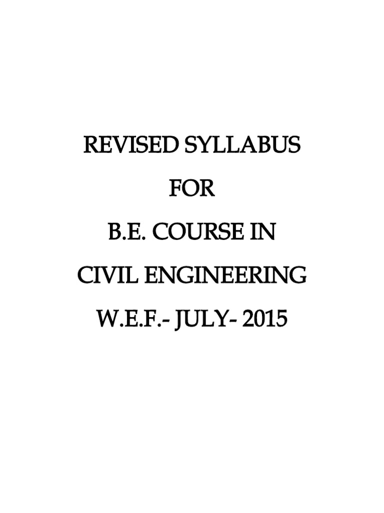 Revised Syllabus for B.E. in Civil Engineering | PDF | Fluid Dynamics ...