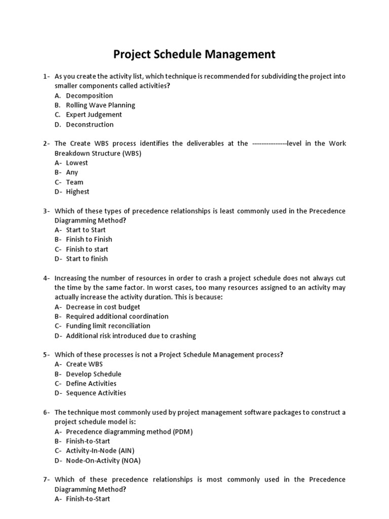 Project Shcedule Management | PDF | Project Management | Agile Software ...