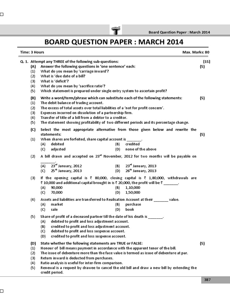 12th Book Keeping Board Papers PDF | PDF | Debits And Credits | Expense