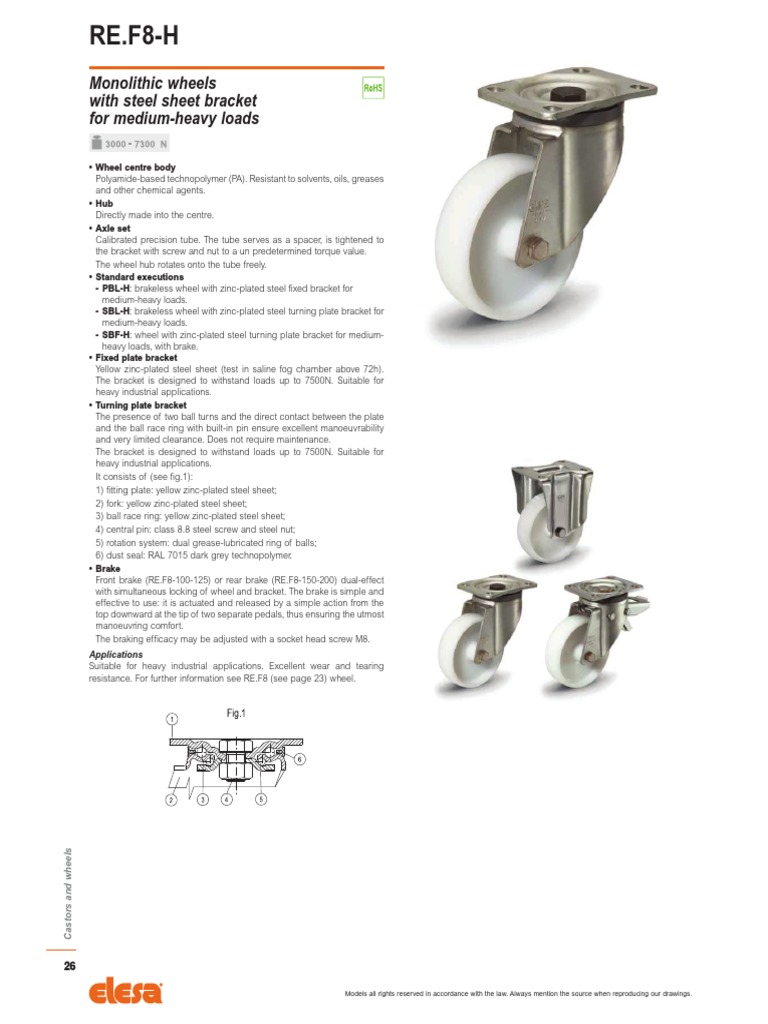 Monolithic Wheels With Steel Sheet Bracket For Medium-Heavy Loads | PDF ...