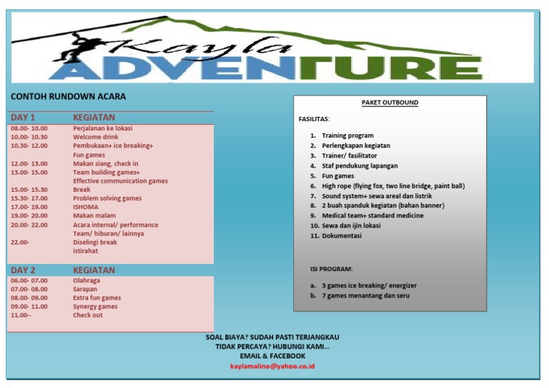 Contoh Rundown Acara: Day 1 Kegiatan | PDF