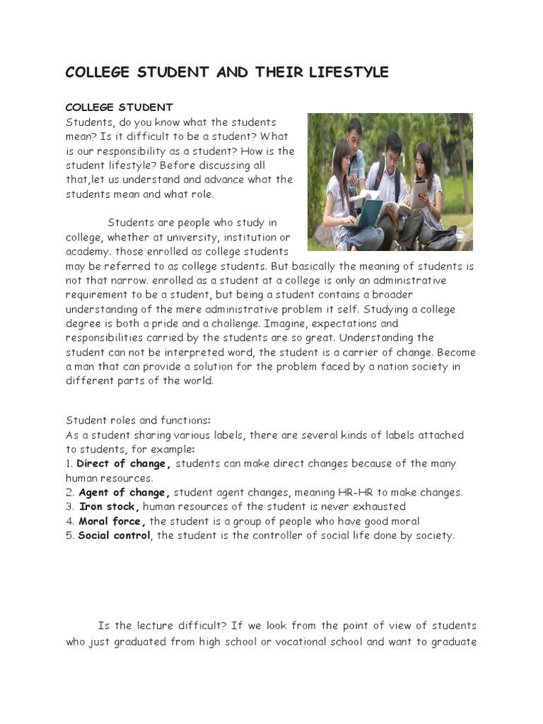Student Life: Responsibilities, Challenges and Lifestyles of College ...