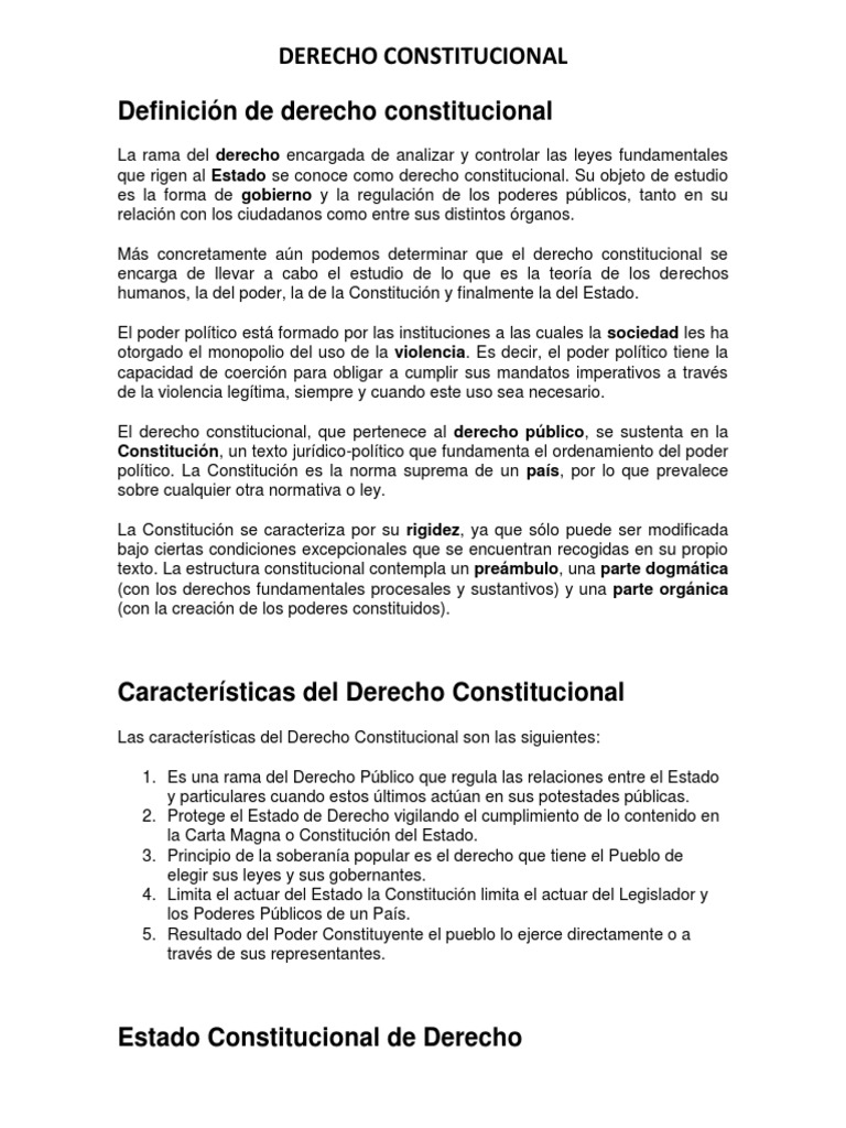 Derecho Constitucional Definición de derecho constitucional | Derecho ...